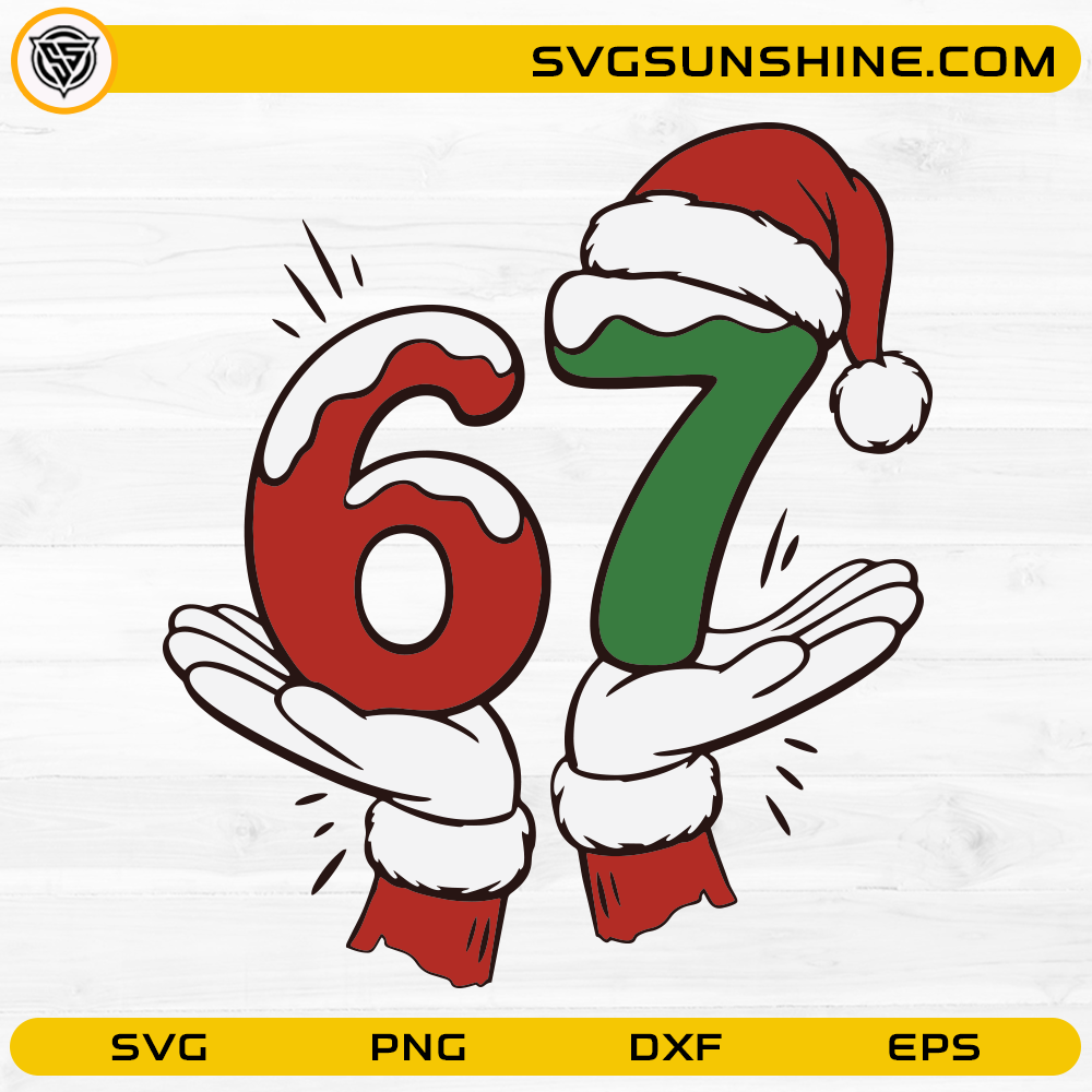 6 7 Christmas SVG, Santa and Elf 67 Meme Christmas Design PNG DXF EPS