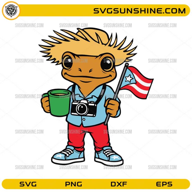 Bad Bunny Frog SVG PNG DXF EPS, Puerto Rico Flag Cute Frog Digital Design