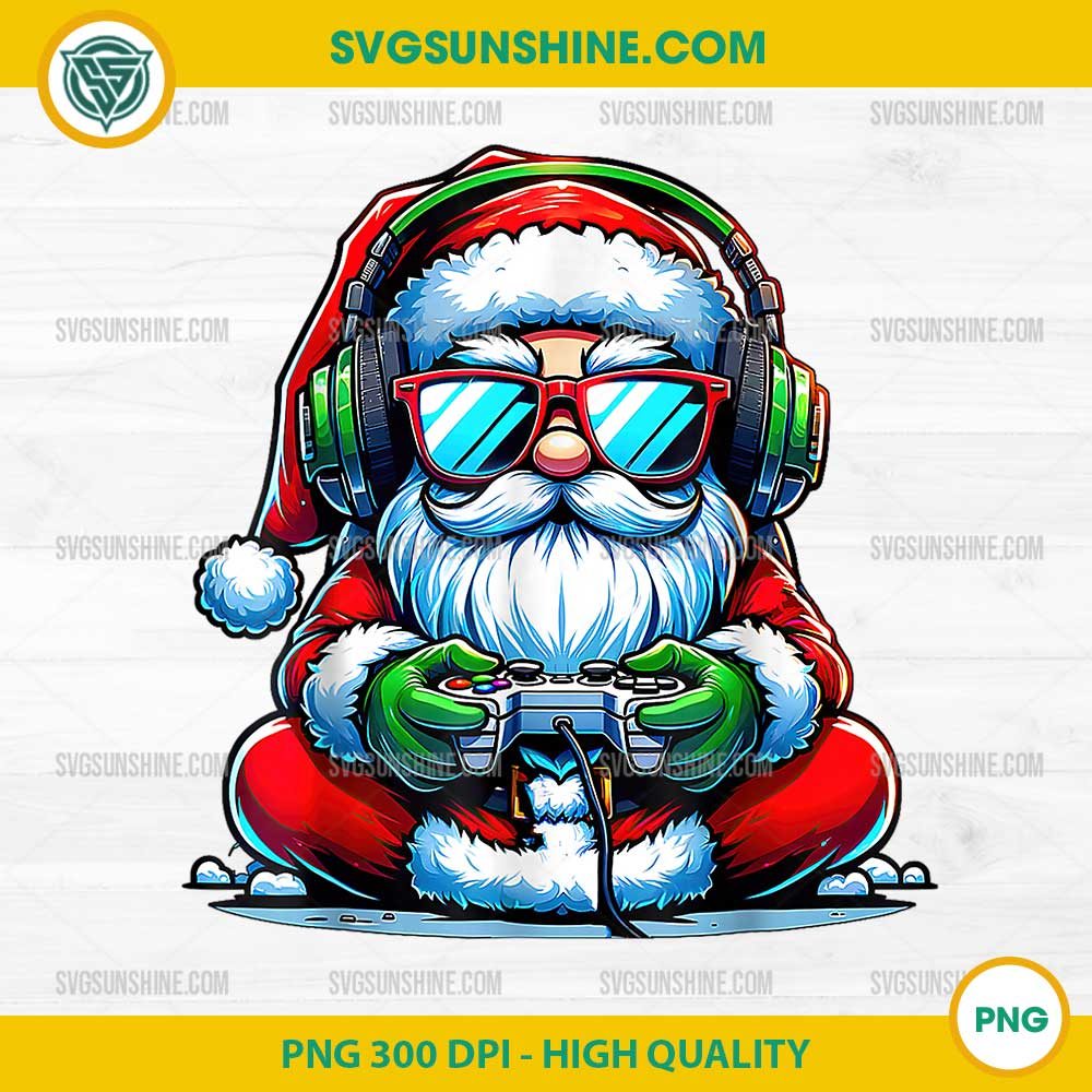 Christmas Gamer Santa PNG, Cool Video Game Santa Claus Graphic Design ...