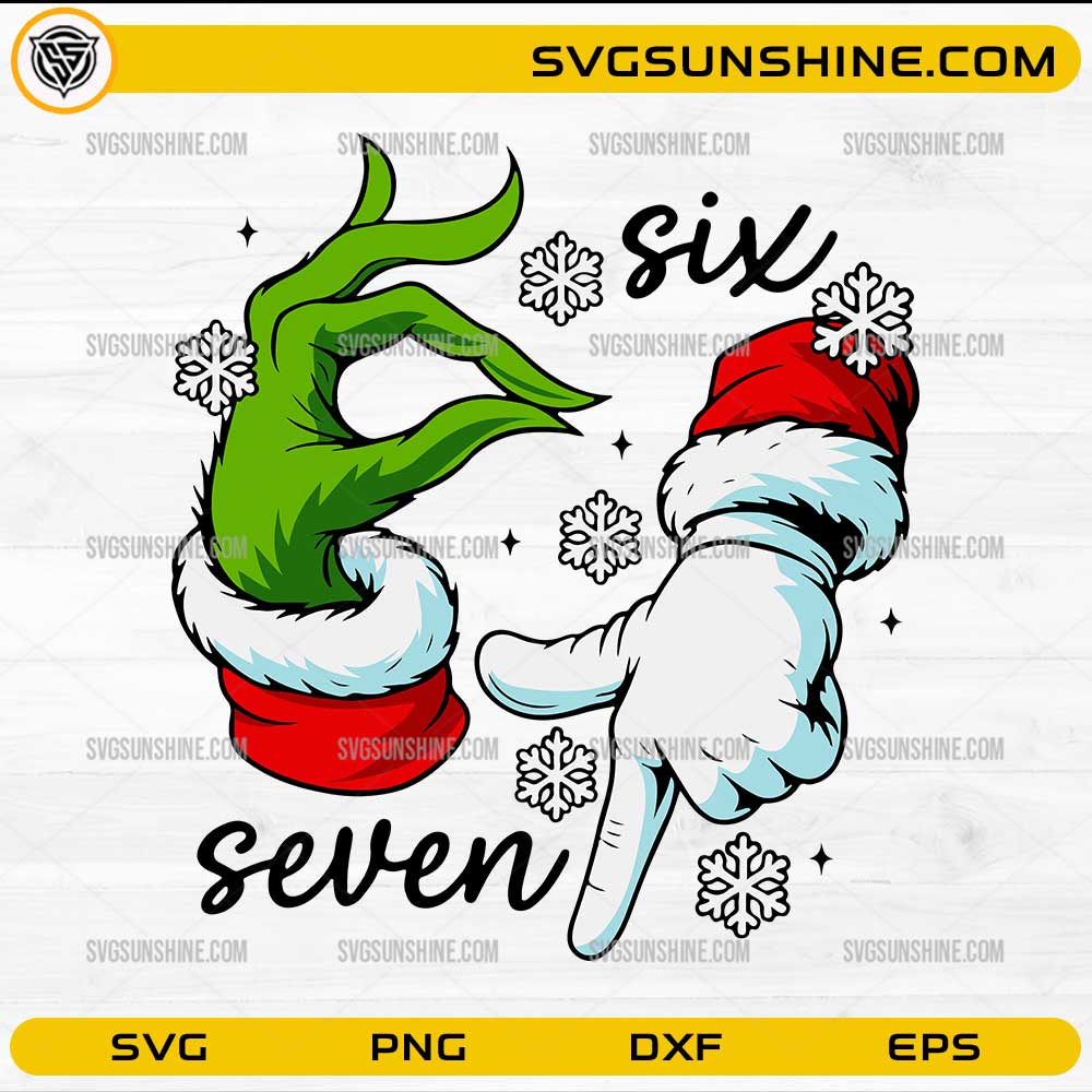 Six Seven Christmas SVG, 67 Meme Hand Sign SVG, Funny 6 7 Christmas Clipart