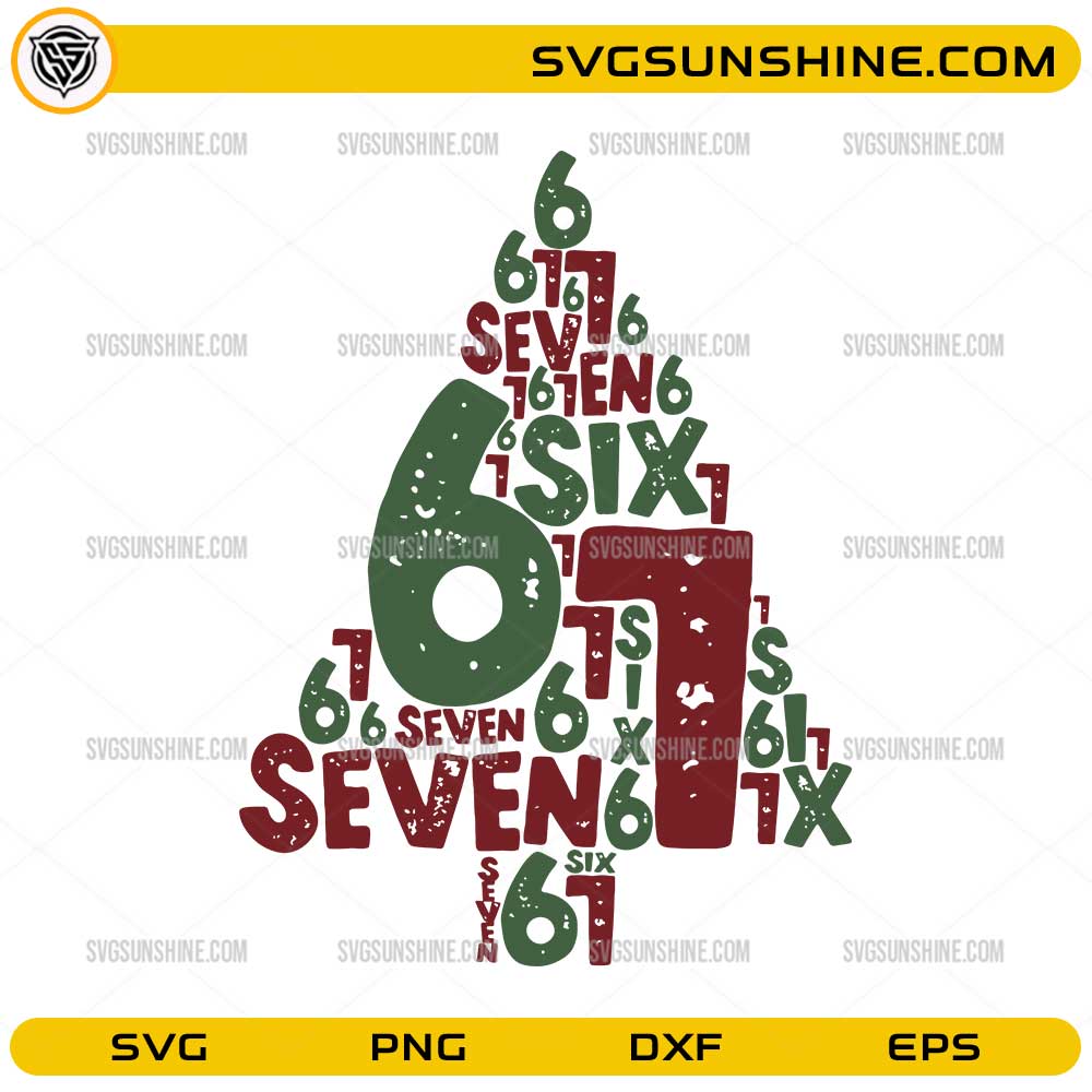 Six Seven Christmas Tree SVG, Funny Christmas Number Tree SVG File