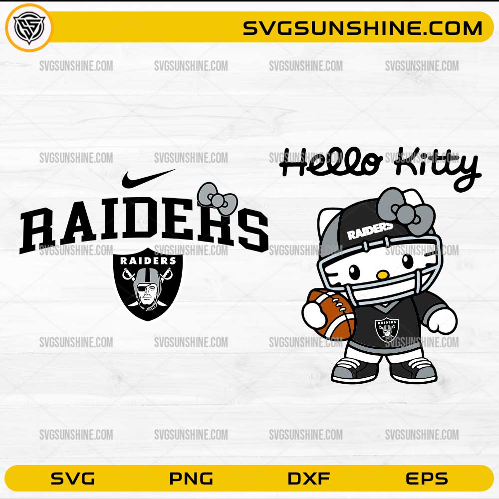 Raiders Hello Kitty SVG PNG DXF EPS – Front & Back Football