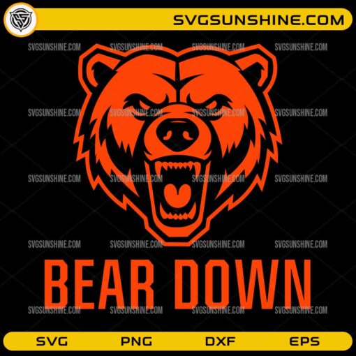 Chicago Bears Bear Down SVG PNG | Bear Down Logo Cut File Design