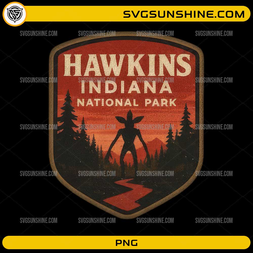 Hawkins Indiana PNG | Stranger Things National Park Badge PNG Design