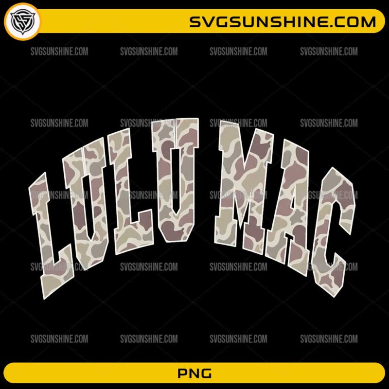 Lulu Mac CAMO PNGL Arched College Font Lulu Mac Cut File, School Spirit PNG
