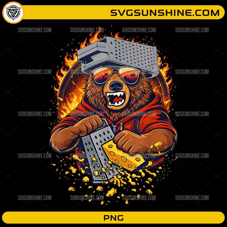 Angry Cheesehead Bear PNG – Fire Bear Grating Cheese Viral Meme Design
