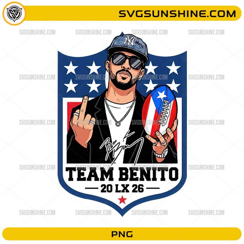 Bad Bunny Team Benito 2026 PNG – Bad Bunny Super Bowl LX Fan Art Design