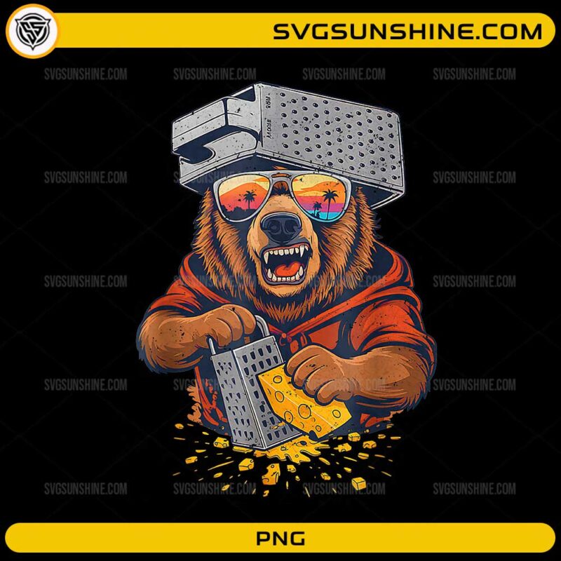 Bear Cheese Grater Hat PNG – Cheesehead Bear Grating Cheese Funny NFL Meme