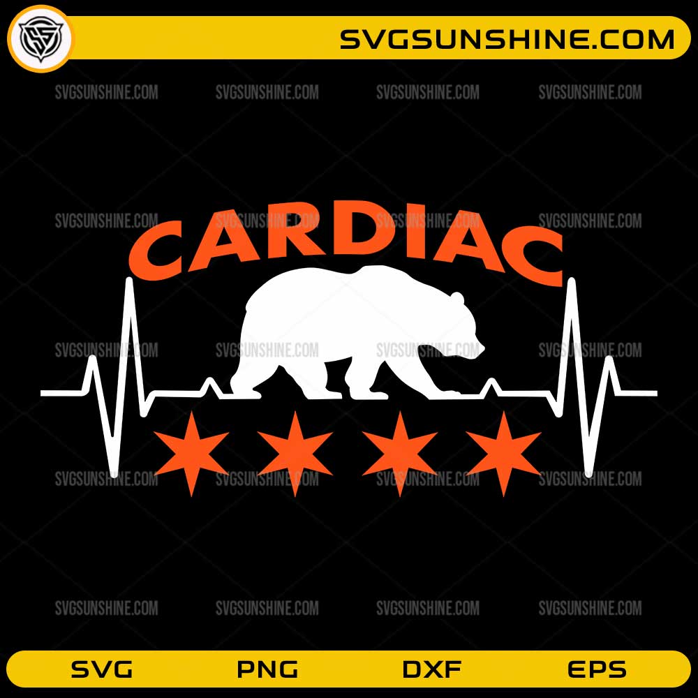 Cardiac Bears SVG – Chicago Bears Football Heartbeat Vector Design