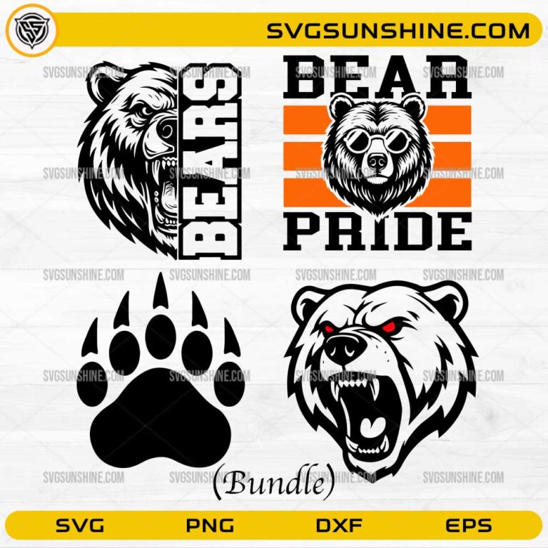 Chicago Bears Pride SVG Bundle – Bear Pride Mascot & Paw Cut Files