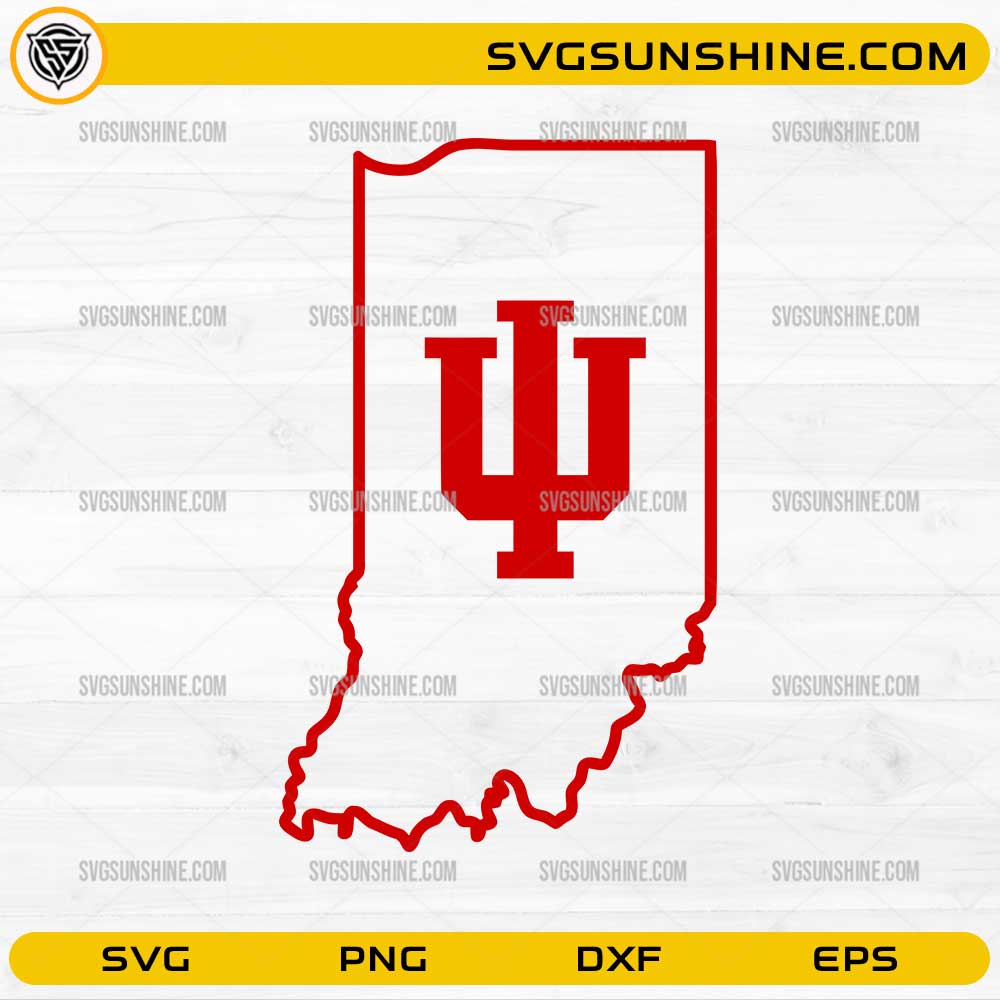Indiana IU SVG – Indiana State Map IU Logo Cut File PNG DXF EPS