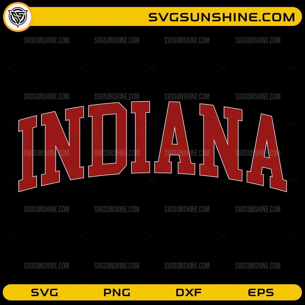 Indiana SVG File – Varsity College Style Indiana Cut File PNG DXF EPS