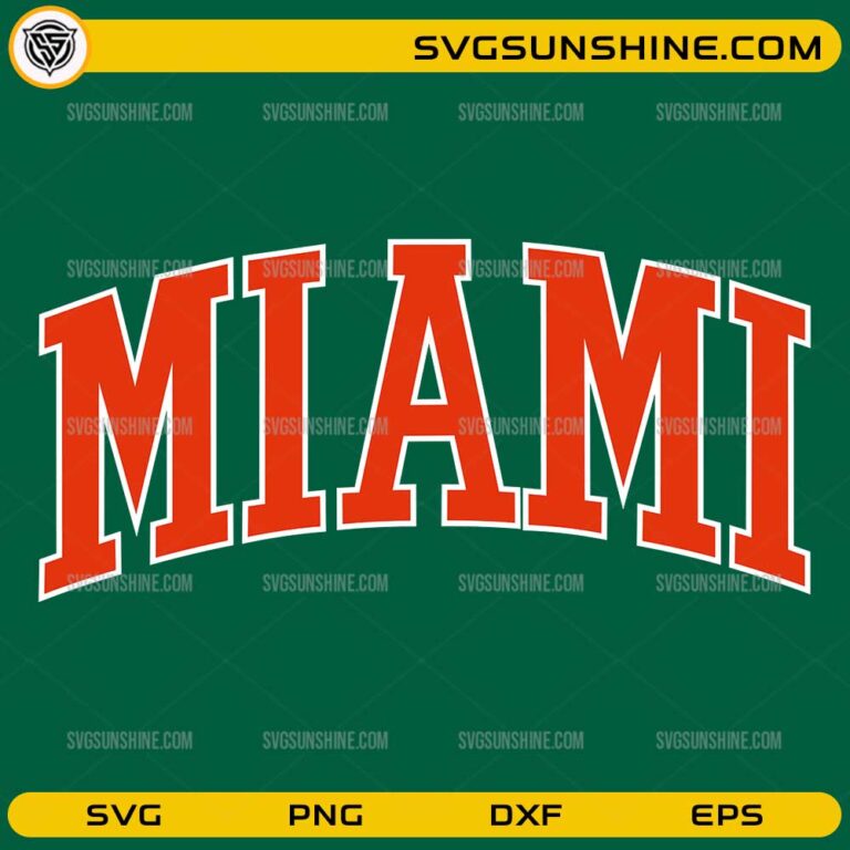 Miami Hurricanes Arched Miami SVG – College Football Retro Letter ...