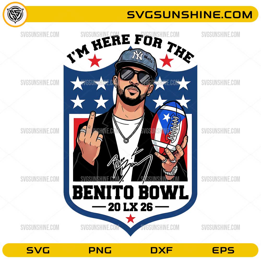 Bad Bunny Middle Finger Benito Bowl Football SVG | I’m Here for the ...