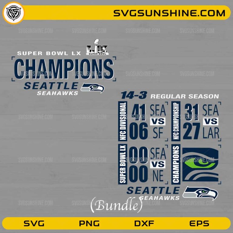 Seattle Seahawks Super Bowl LX Champions Bundle SVG | Playoff Run ...