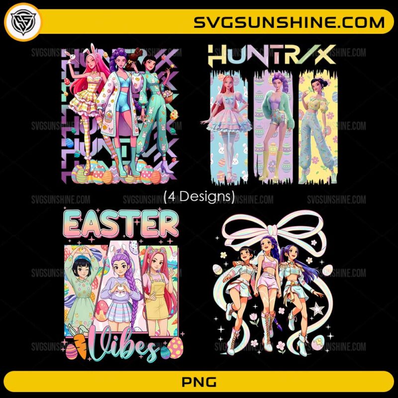 Huntrix Easter Vibes PNG Pack | Kpop Inspired Spring Character Designs
