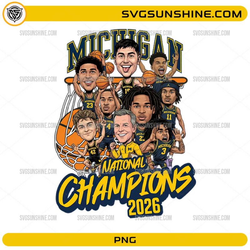 Michigan Wolverines Cartoon Team National Champions 2026